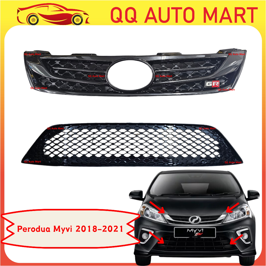 Perodua Myvi G3 2017-2021 GR Front Grill Glossy Black Sarung Depan ...