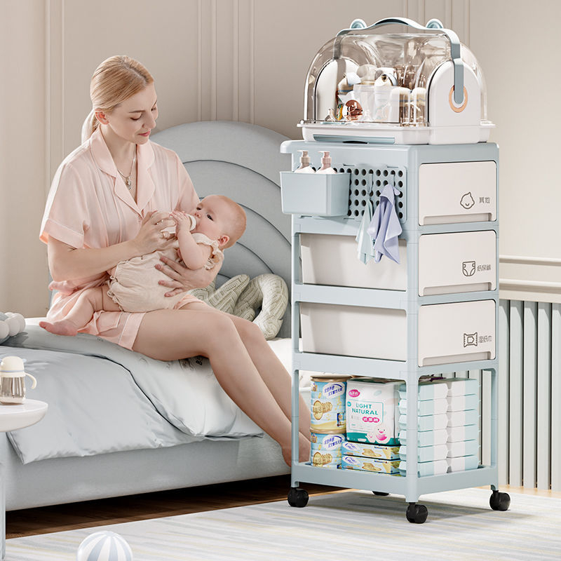 Trolley Newborn Baby Bedside Mobile Storage Rack Feeding Bottle Box ...