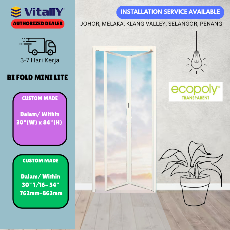 Vitally Bi-fold (ECOPOLY CLEAR) Transparent door Folding Door Toilet ...