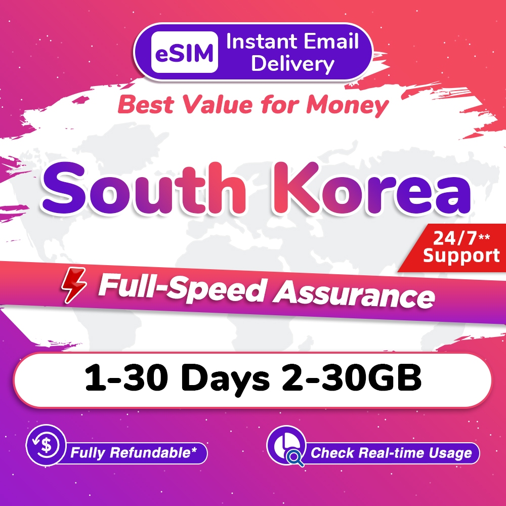 South Korea eSIM Pro 5-30Days 5-30GB 5G/4G Data | Instant 24h Email Delivery | High Speed Korea ...