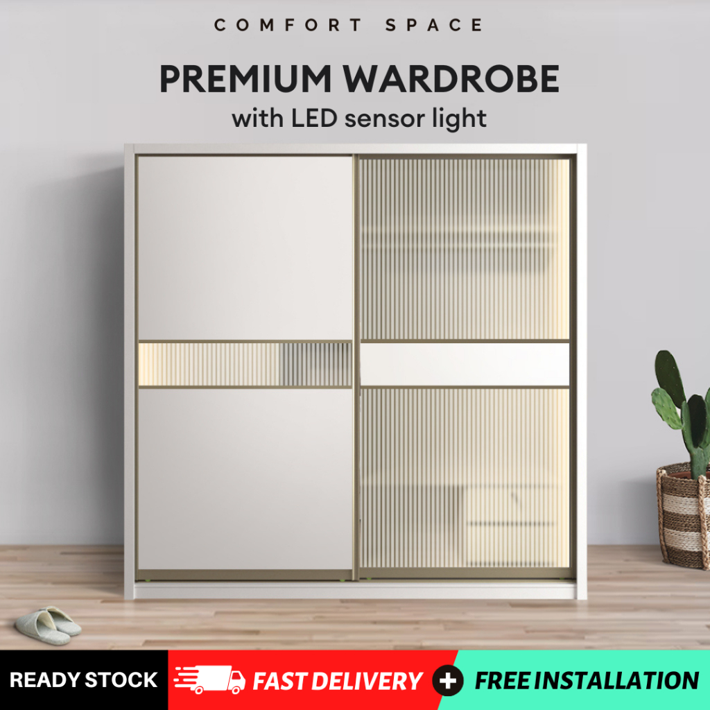 🔥 Ready Stock Lowest Price 🔥 Premium 5x8, 6x8, 8x8 Anti Jump Sliding Door Wardrobe | Melamine ...