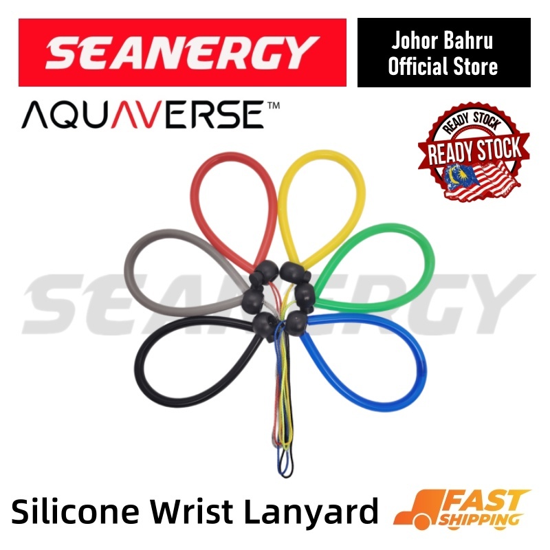 AQUAVERSE Scuba Diving Dive Silicone Wrist Lanyard Adjustable Strap ...