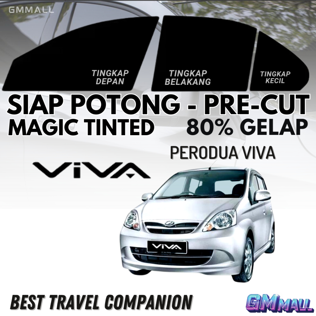 PERODUA VIVA Car Window Precut Magic Tinted 80% Hitam Gelap Solar Tint ...