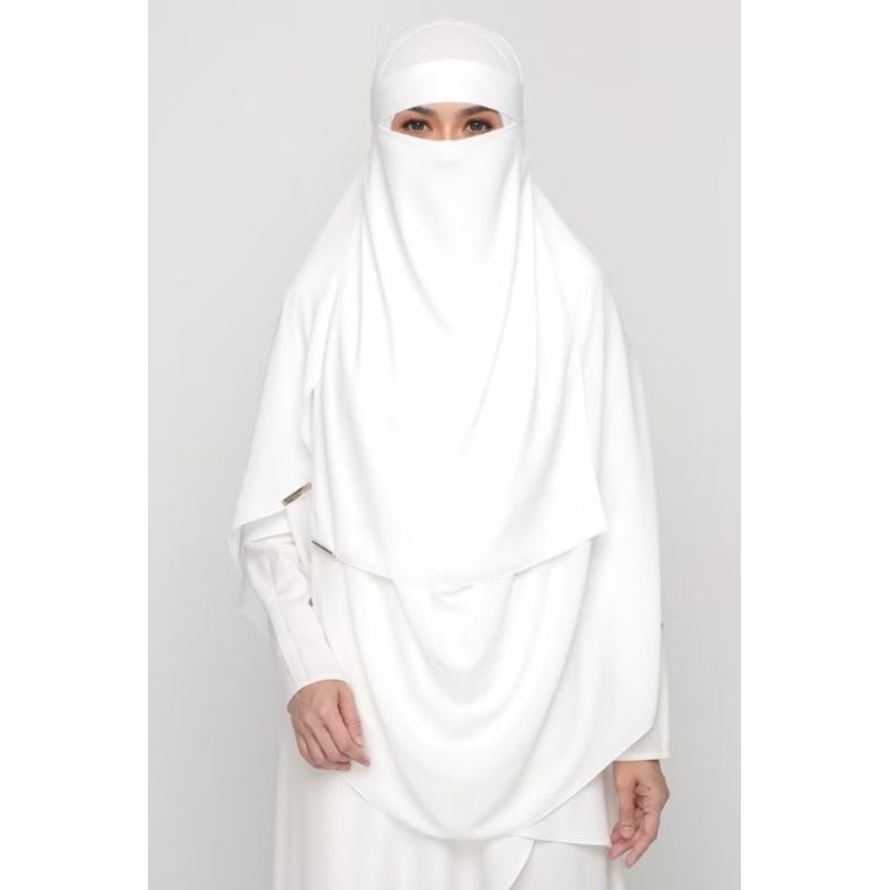 PURE WHITE NIQAB PURDAH NEELOFA CHIFFON PREMIUM | Shopee Malaysia