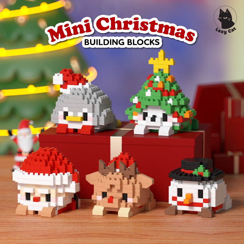 Mini Cute Cartoon Christmas Lying Series Block Santa Claus Bricks ...