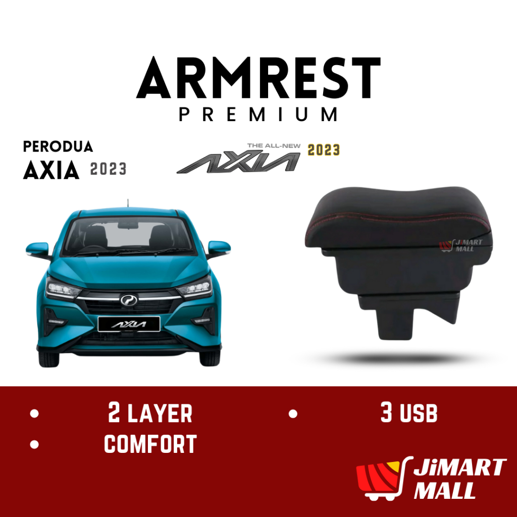 PERODUA AXIA 2023 CAR ARMREST CUSTOMADE 2 LAYER USB Hand Arm Rest ...
