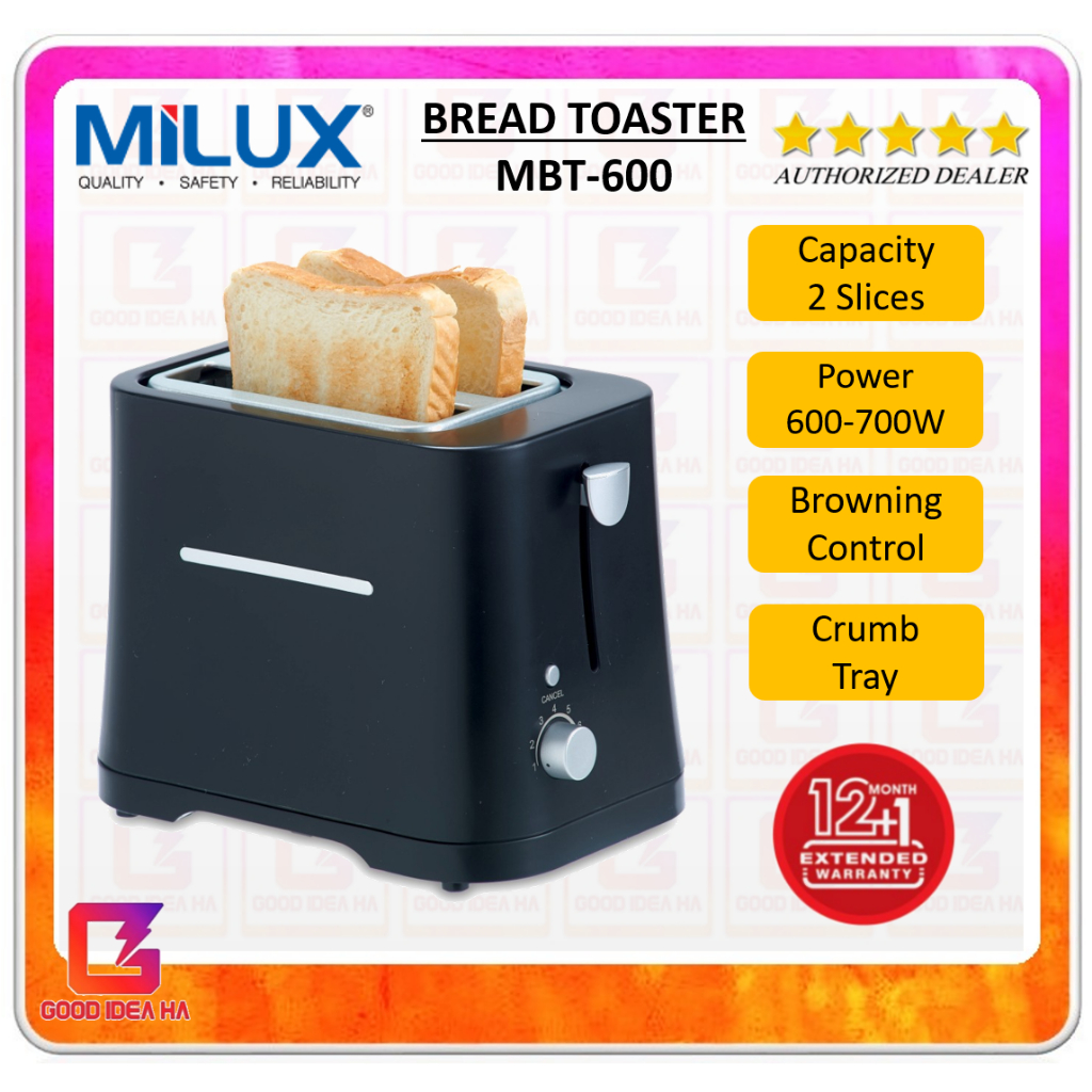 Milux 2 Slices Bread Toaster MBT-600 | Shopee Malaysia
