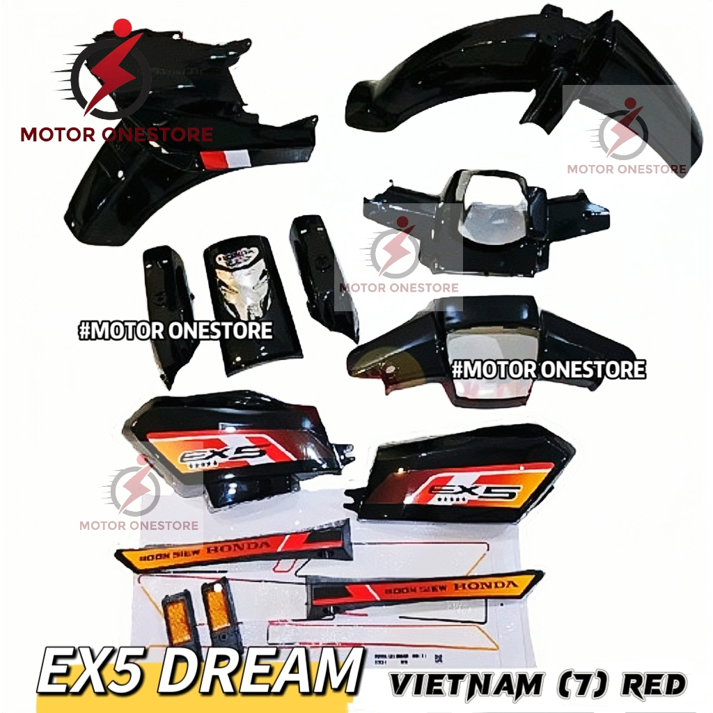 Ex5 cover set Black with sticker (7) Vietnam Red Limited Edition Ex5 dream "MOTOR ONESTORE ...