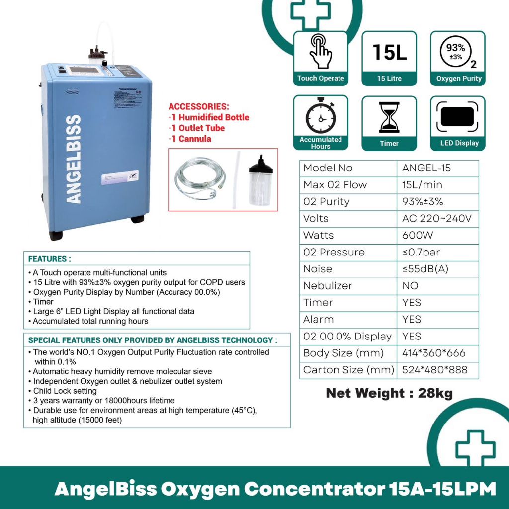 Angelbiss Oxygen Concentrator Touch Operating Oxygen Supply Machine ...
