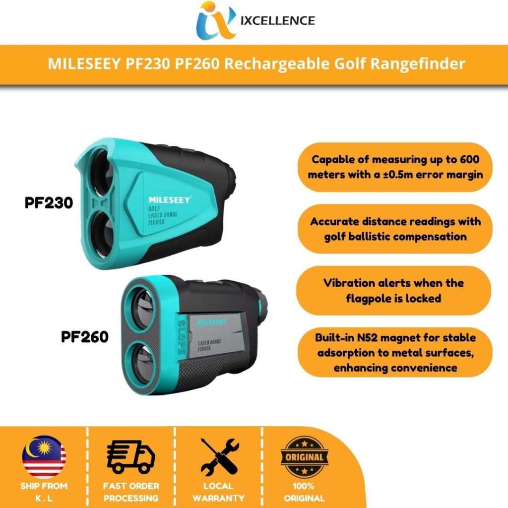 [IX] MILESEEY PF230 PF260 Rechargeable Golf Rangefinder Magnetic Telescope Slope Adjusted ...