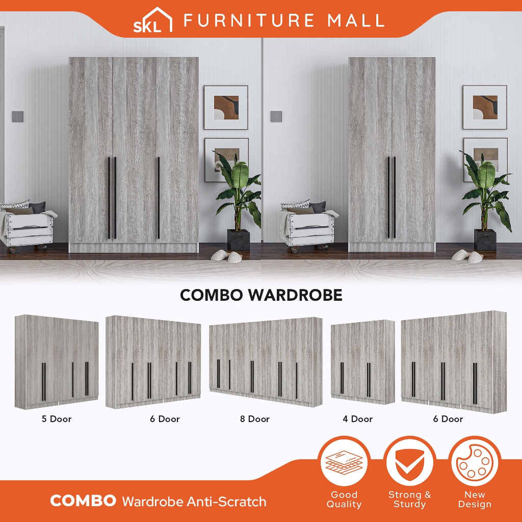 SKL Furniture 3D Anti- Scratch Wood 2/3 Doors Wardrobe / ALMARI BAJU ...