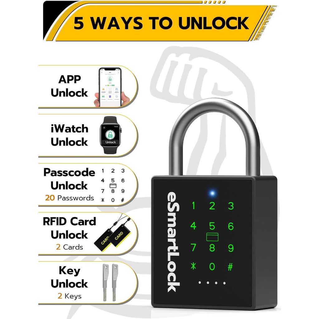 5-in-1 Password Padlock Outdoor Smart Padlock for Grill Door Anti-theft ...