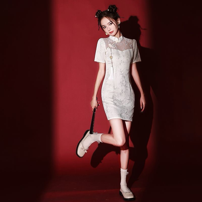 ready stock in jb 2024 new style cheongsam baju raya cream cheongsam ...