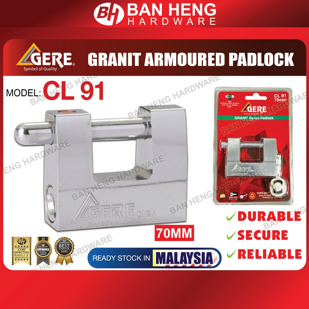 GRANIT ARMOURED PADLOCK GERE CL91# X 70MM | Shopee Malaysia