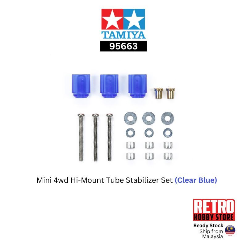 Tamiya 95663 ★ Mini 4wd Hi Mount Tube Stabilizer Set Clear Blue 8mm ...