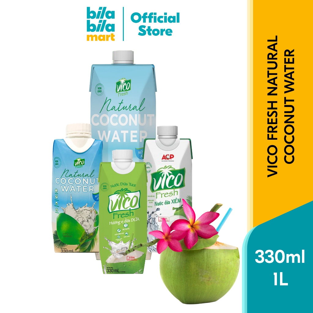 VICO Fresh Natural Coconut Water (Natural, Pandan, Xiem Flavour) 330ml ...