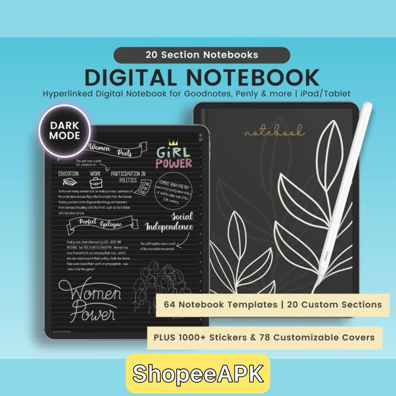 Dark Mode Digital Notebook | Lined, Grid, Dotted, Blank, Cornell Note ...