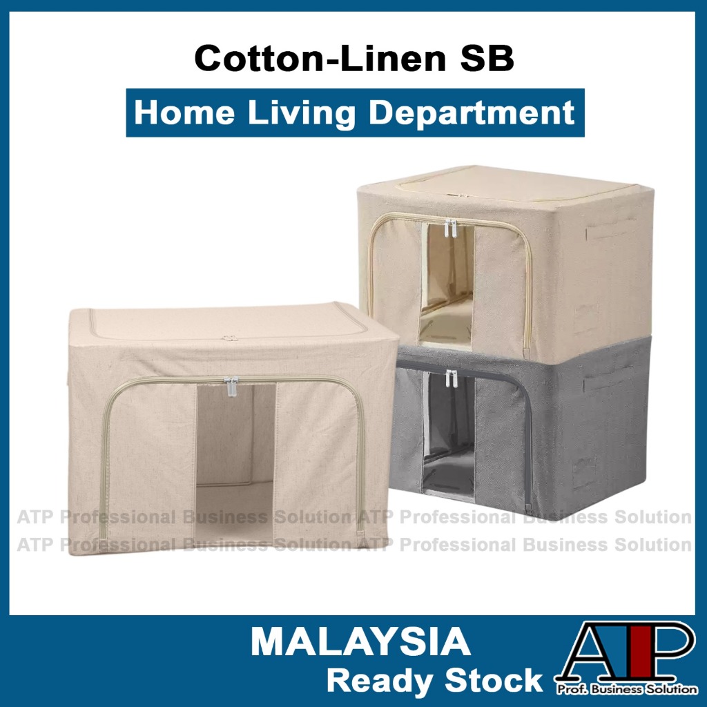 Large Capacity Foldable Cotton Linen Storage Box Steel Frame Storage ...