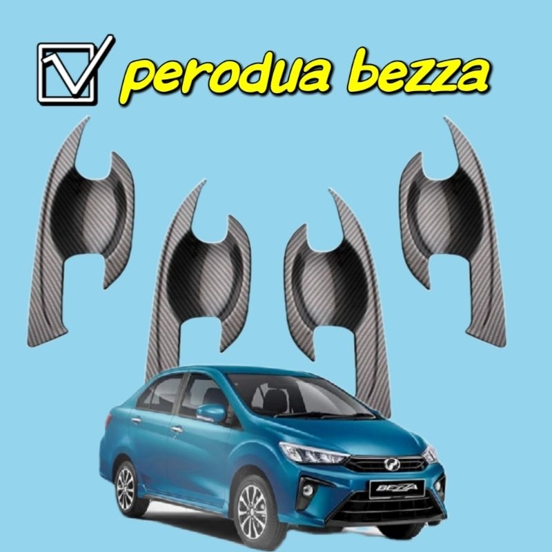 PERODUA BEZZA 3D Carbon Car Door Handle Bowl Cover Protector Emblem ...