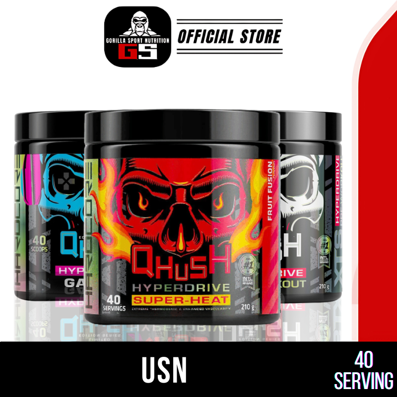 USN Qush Super Heat 300G Caffeine Hyperdrive Pre-Workout Extreme Energy ...