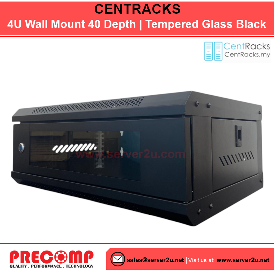 [FULLY ASSEMBLED] CentRacks 4U Wall Mount Server Rack - Tempered Glass ...