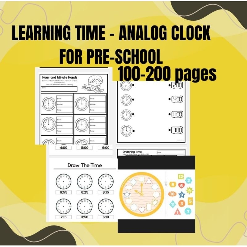 Learning Time Analog Clock Preschool Belajar Jam untuk Prasekolah ...