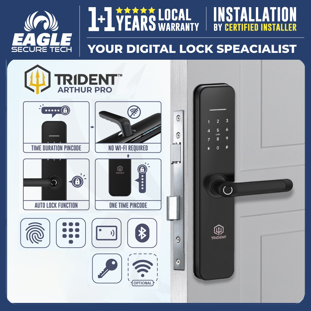 TRIDENT ARTHUR PRO | Smart Door Lock Digital Door Lock Fingerprint with ...