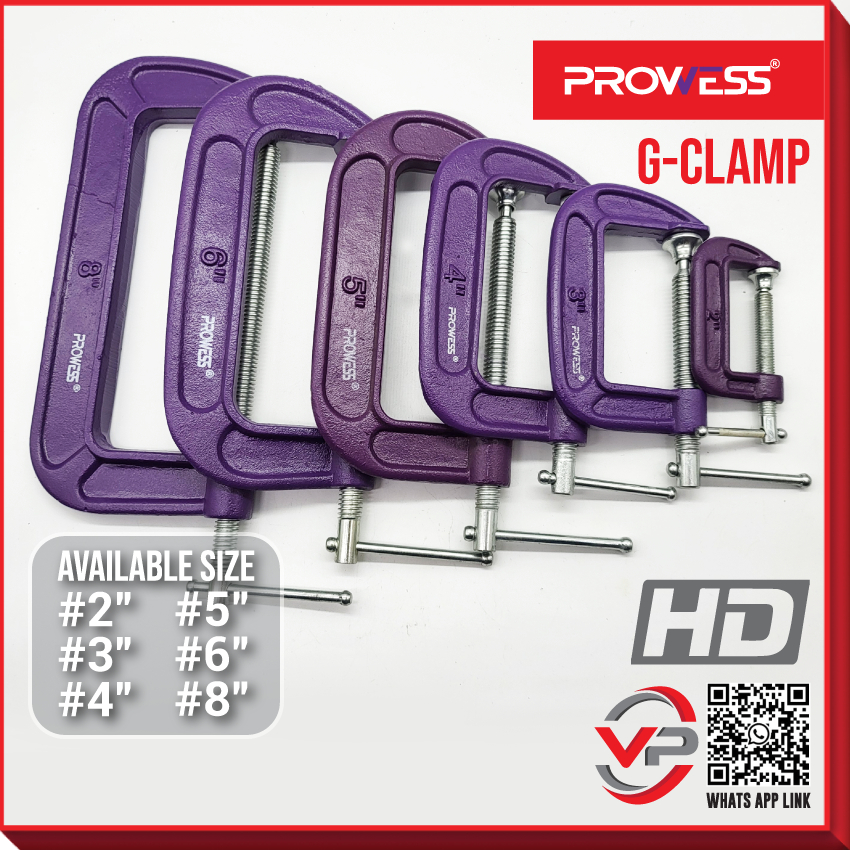 PROWESS HEAVY DUTY G-CLAMP SIZE 2" 3" 4" 5" 6" 8" ANTI-RUST PENGAPIT G ...