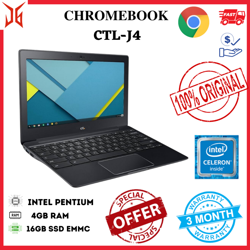 CHROMEBOOK CTL-J4 11.6" HD DISPLAY INTEL CELERON RAM 4GB 16GB cMMC (3 MONTH WARRANTY) | Shopee ...