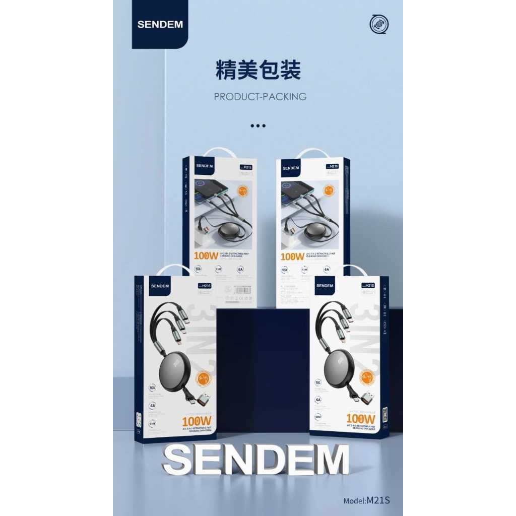 SENDEM M21S 100W A+C 3in2 Multi-Function Retractable Fast Charging ...