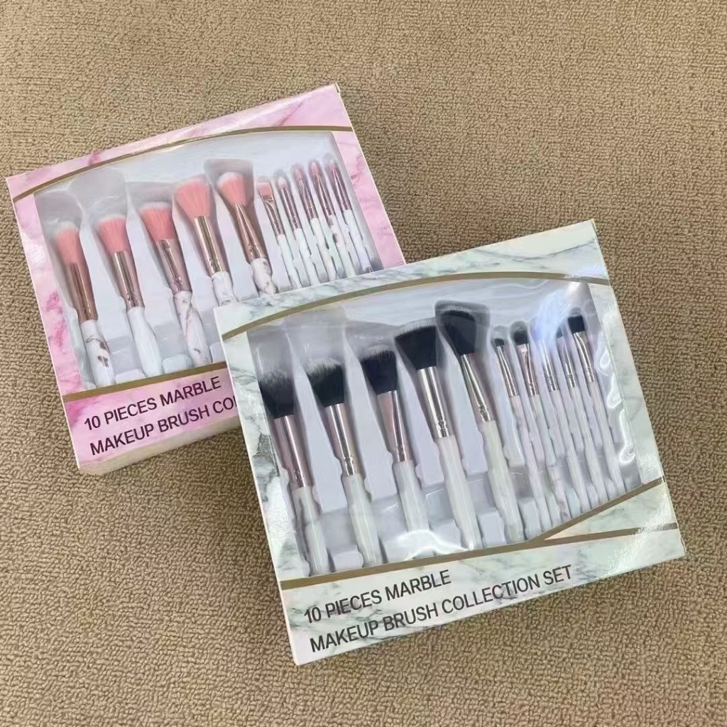 10 Pieces Marble Makeup Brush Collection Set | Shopee Malaysia