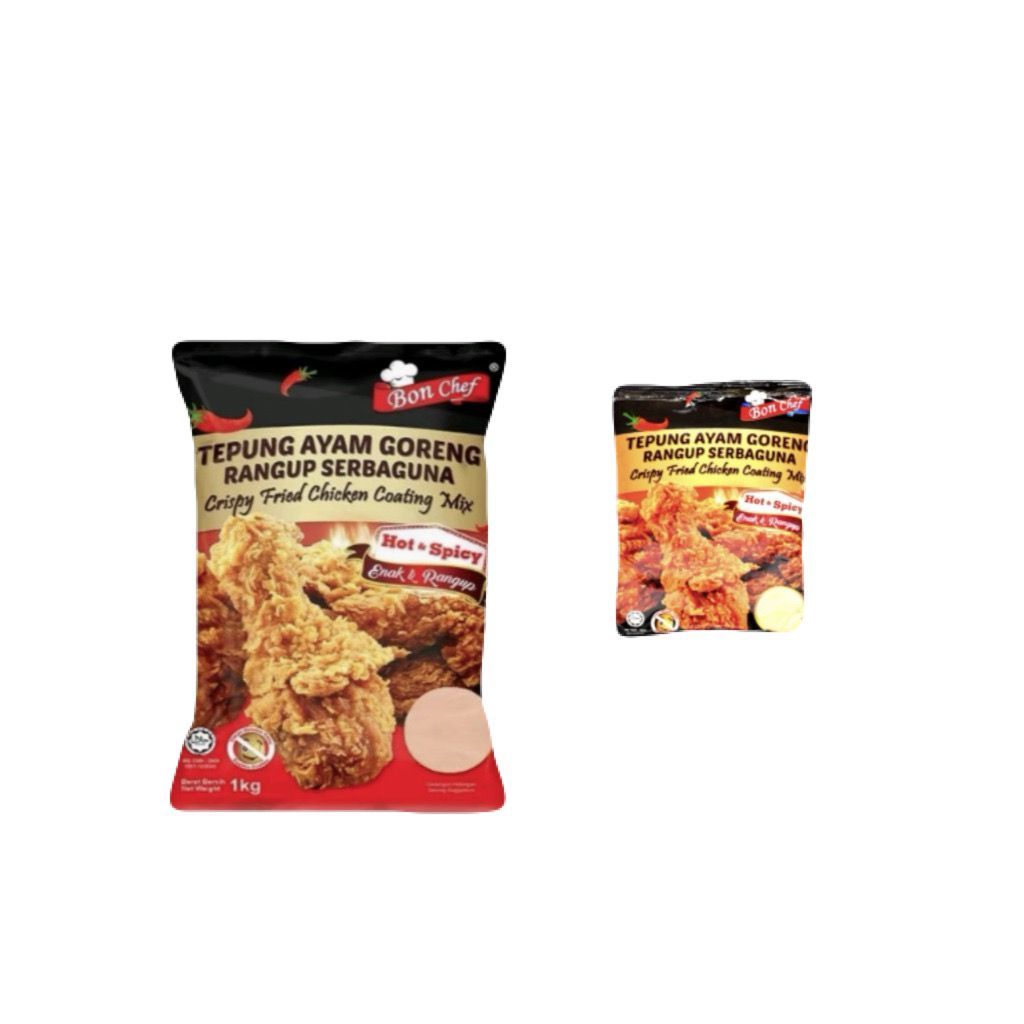 BON CHEF Crispy Fried Chicken Mix Hot & Spicy ( 200gm / 1kg ) | Shopee ...