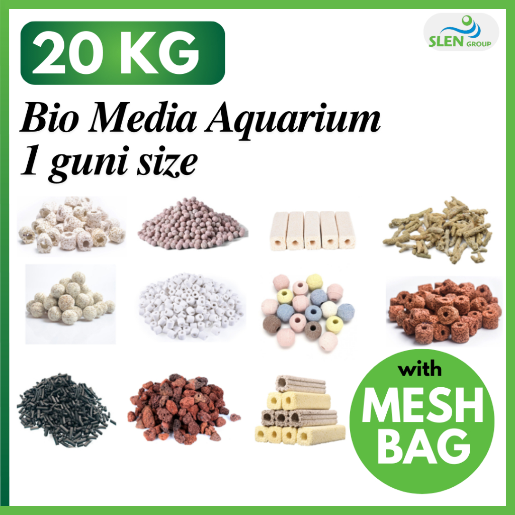 SLEN 1 Guni 20 KG Aquarium Bio Filter Media Bio Ring Bio Ball Coral ...