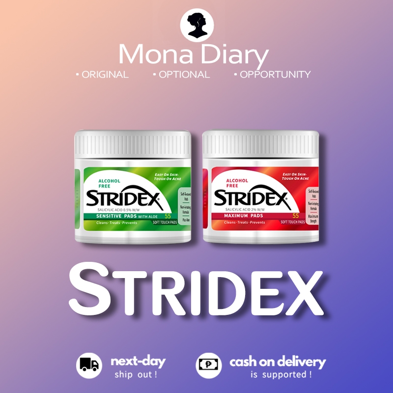 Stridex Soft Touch 55 Pads, Single-Step Acne Control, Sensitive Essential Maximum, Alcohol Free ...