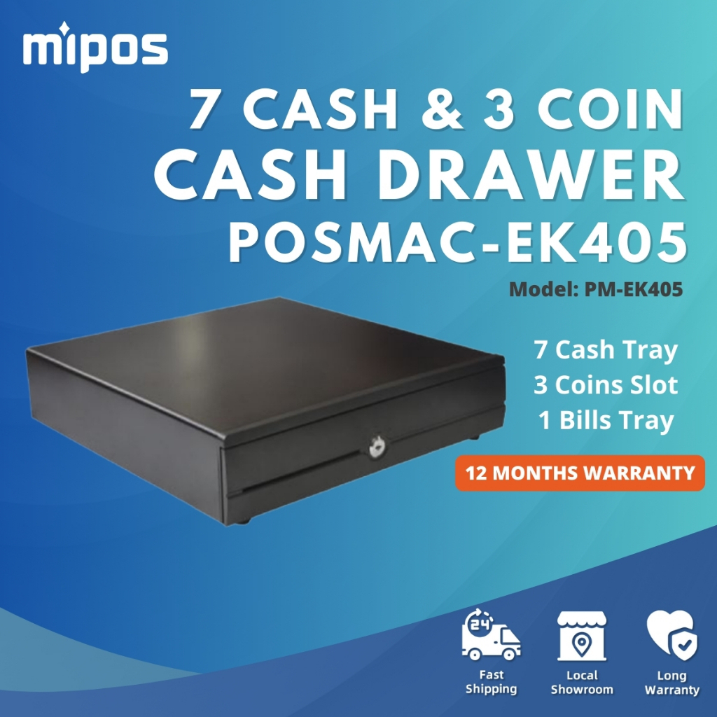 POSMAC EK-405 Cash Drawer with 7 Cash Slot & 3 Coin Slot RJ-11 / POS ...