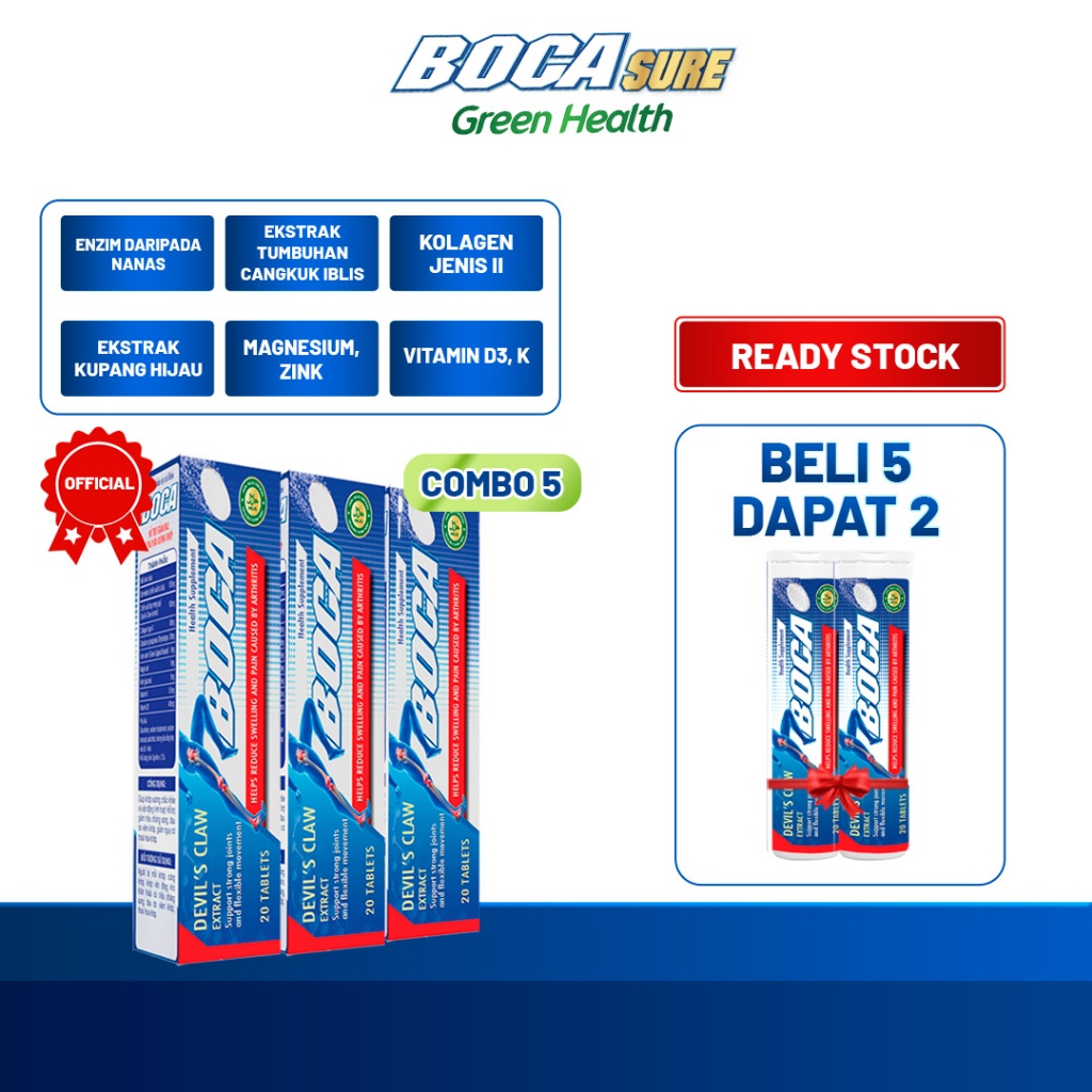Kombo beli 5 dapat 2 kotak tablet boca effervescent untuk melegakan ...