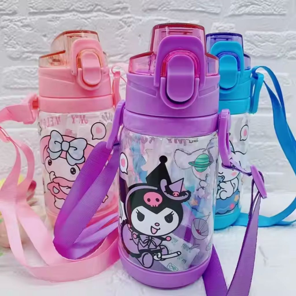 500ml Sanrio Water Bottle With Straw & Strap Portable Travel BPA FREE Botol Air Kanak-Kanak ...