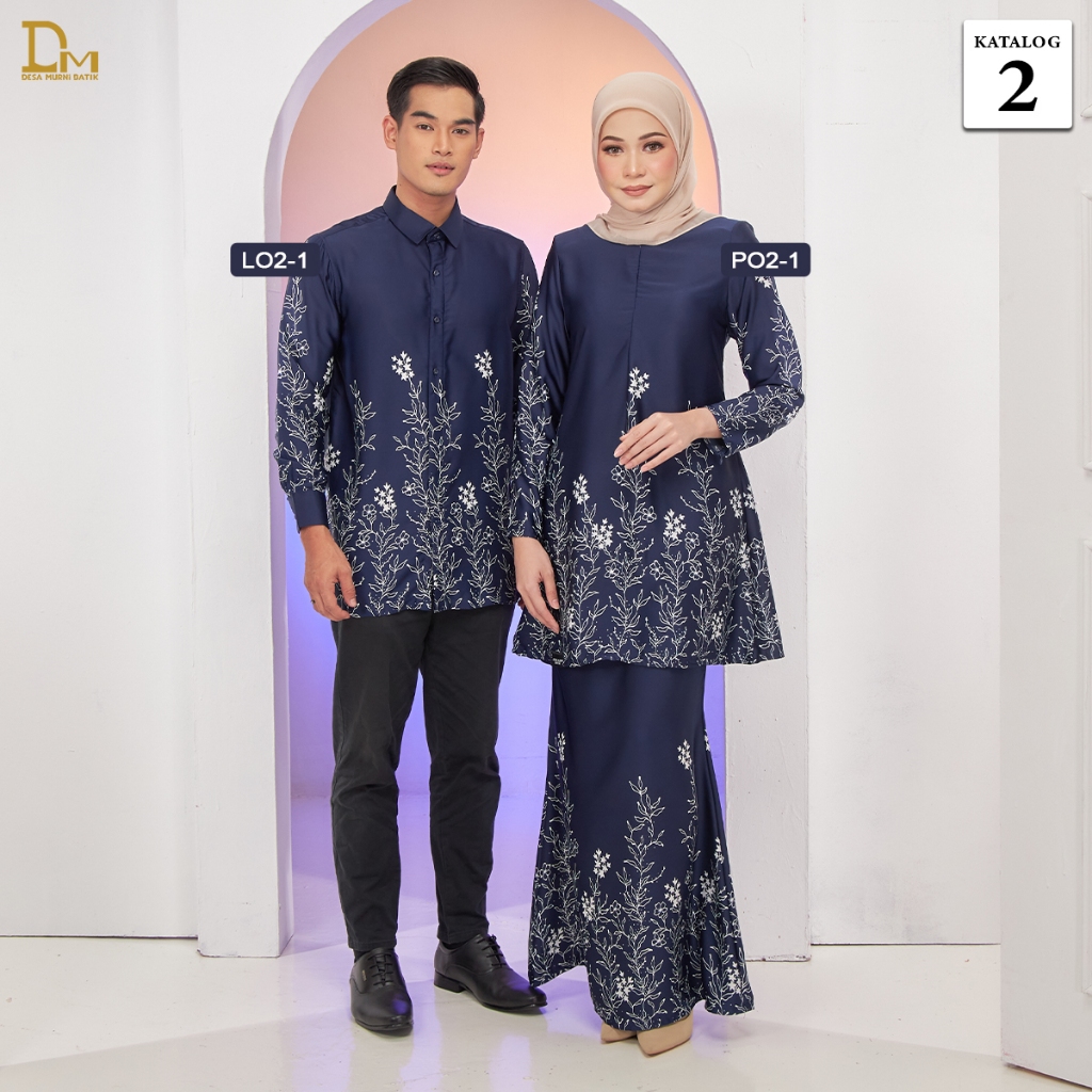 Desa Murni Batik - Baju Sedondon Kurung Batik Alana & Kemeja Batik DM 8.0 (Satin Valentino ...