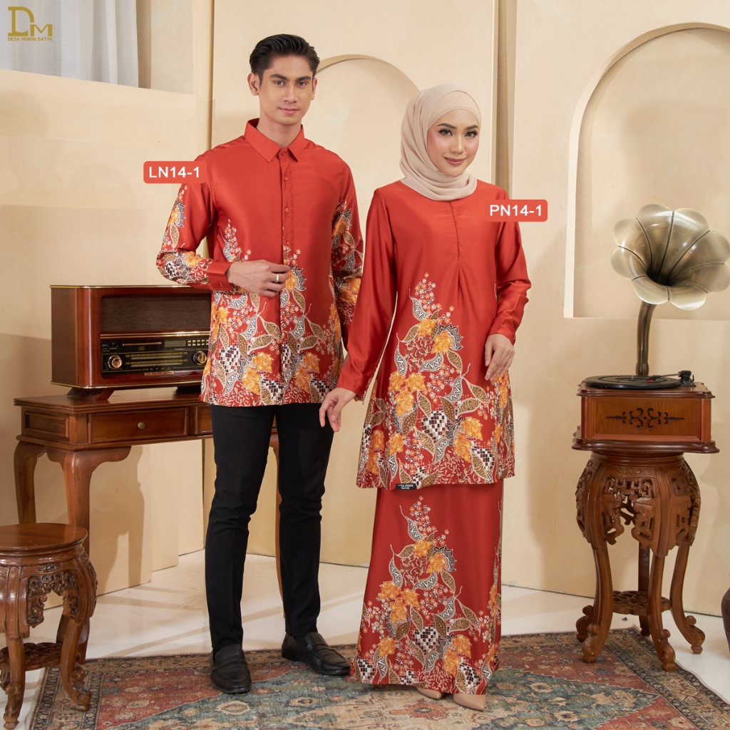 Desa Murni Batik - Baju Sedondon Kurung Batik Alana & Kemeja Batik DM 7.0 (Satin Valentino ...