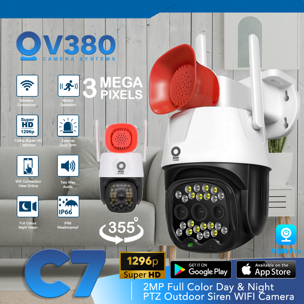 CCTV V380 C7 3MP Super HD | Color Day & Night PTZ Outdoor WIFI IP ...