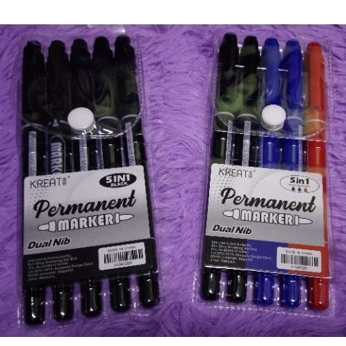 [READY STOCK] 🇲🇾 KREATI DUAL NIB PERMANENT MARKER 5pcs (5in1) BLACK ...