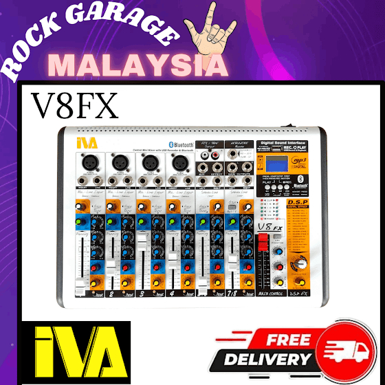 IVA V8FX 4 Mic 2 Stereo Mixer c/w FX, USB Pendrive In & Bluetooth ( V8 FX / V8-FX ) | Shopee ...