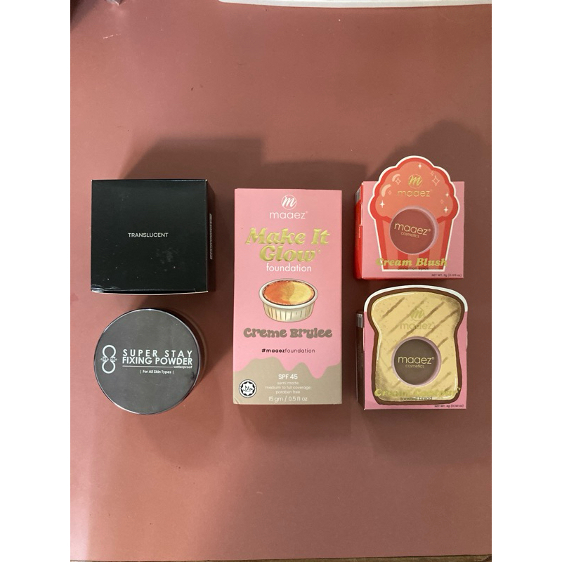 maeez make it glow foundation,cream blush cinnamon spice,contour ...
