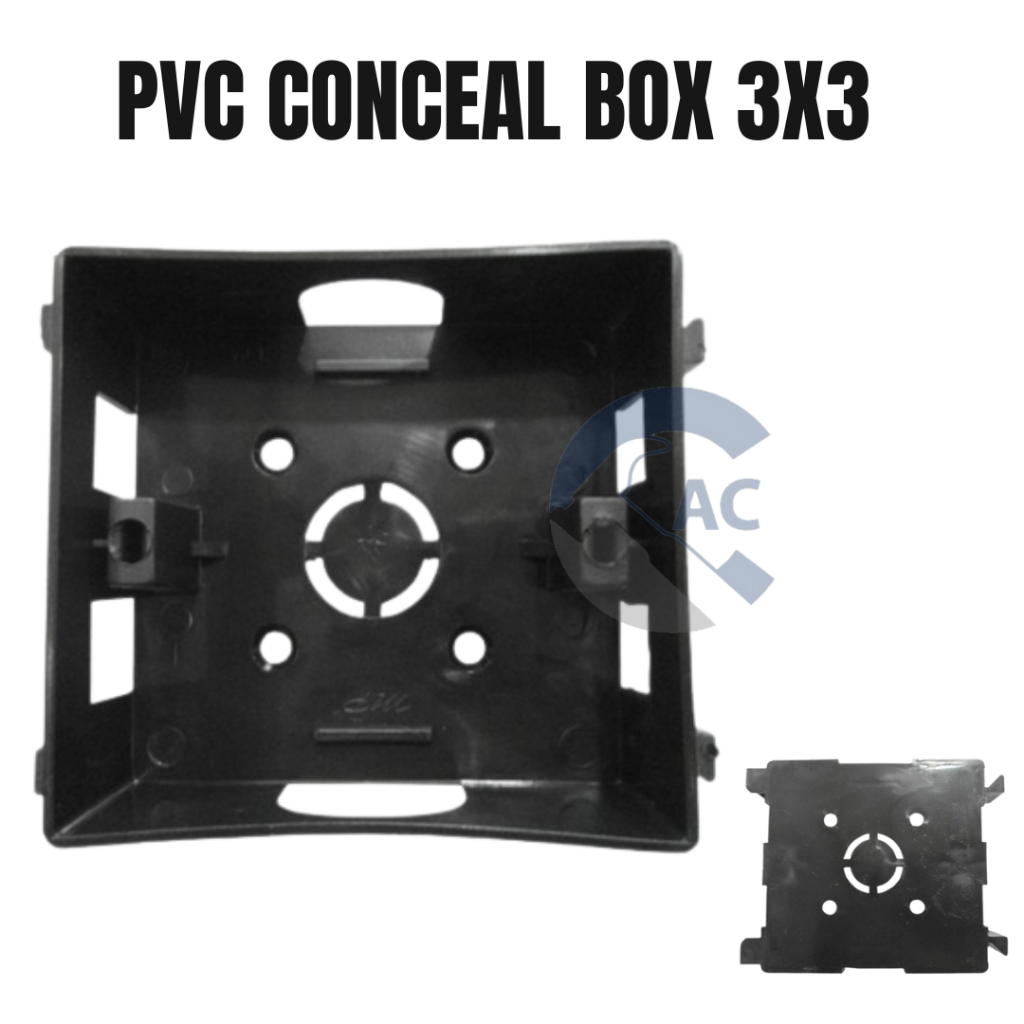 PVC 3X3 Electrical Conceal Box Joint (Black) | Shopee Malaysia