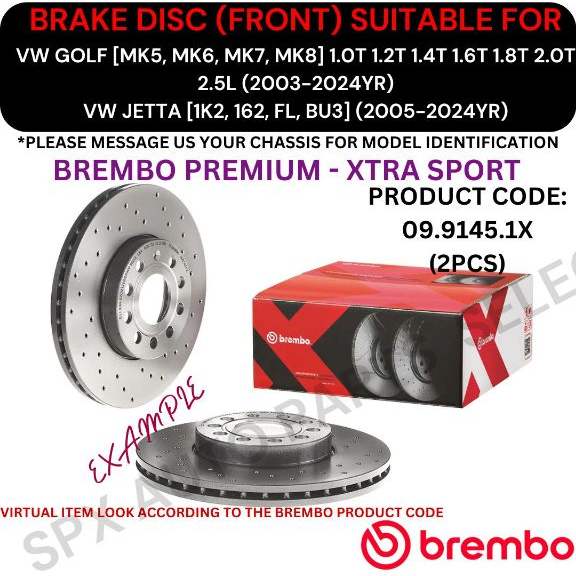BREMBO GENUINE DISC ROTOR (FRONT) FOR VW GOLF [MK5, MK6, MK7, MK8] '03 ...