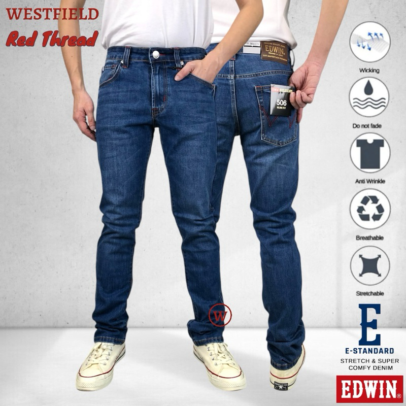 🔥Red Thread🔥 EDWIN® E-Standard® Men’s 506 New Vintage Stretchable Slim Fit Jeans ( 7506 2809 ...