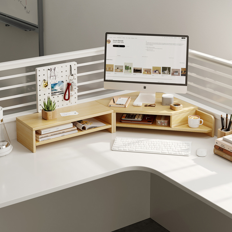 Computer Riser with Wire-Wrap Board Desktop Storage Shelf Monitor Stand ...