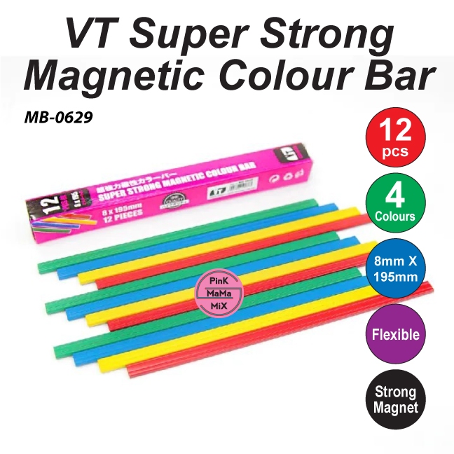 VT MB-0629 Super Strong Magnetic Colour Strip Bar / Whiteboard Magnetic ...