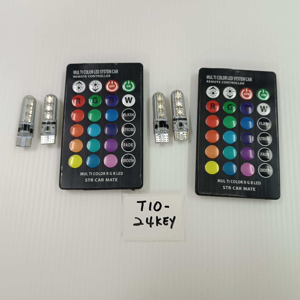 (1Packing T10-24KEY) (DC12V) T10 158 W5W LED MULTICOLOUR LED BULB 5050 ...
