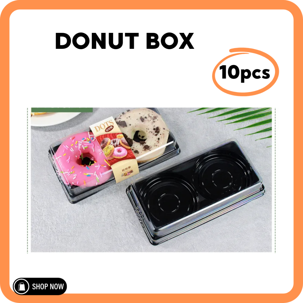 Bekas Donut 2 Holes Donut Box Rectangular Disposable Plastic Transparent Plastic Packaging Boxes ...